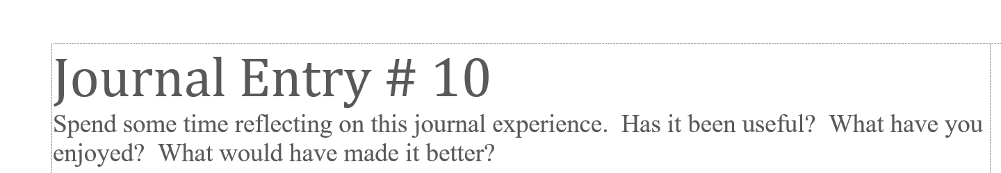 Solved Journal Entry \# 10 Spend some time reflecting on | Chegg.com