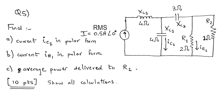 Solved Find:- a) current ic1 in polar form b) current iR1 in | Chegg.com