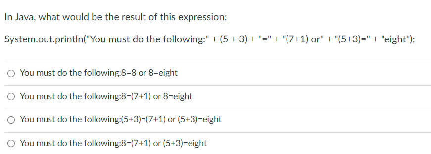 Solved In Java What Would Be The Result Of This Expression 