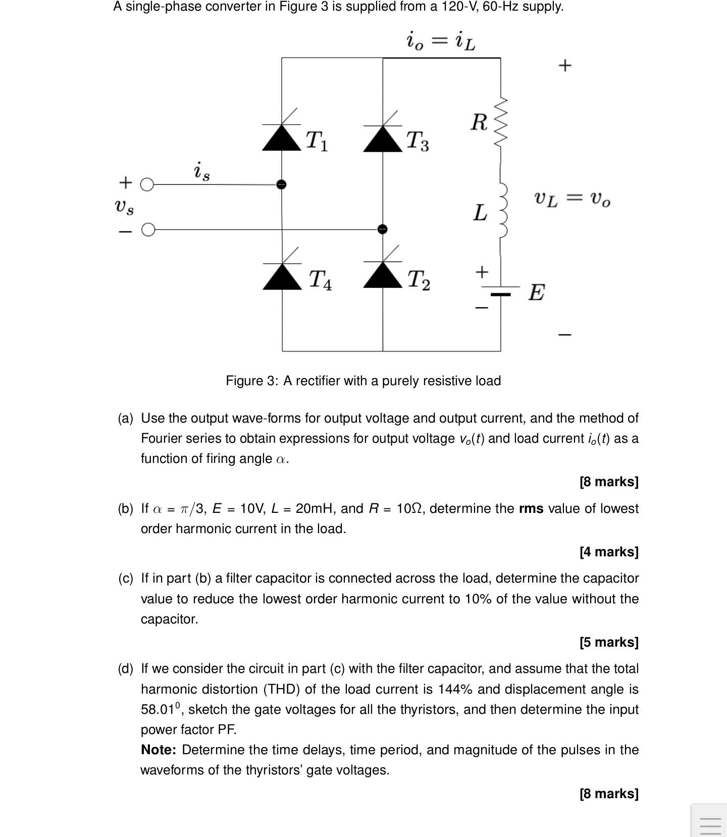 Solved Figure 3: A rectifier with a purely resistive load | Chegg.com