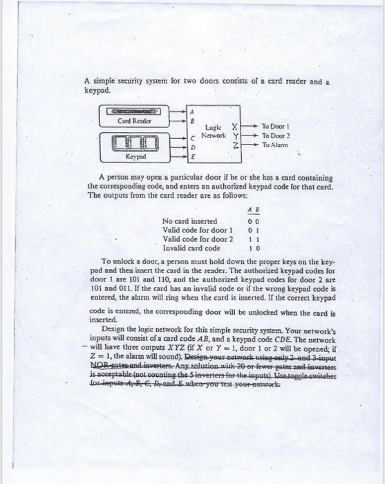 Solved A simple security system for two doors consists of a | Chegg.com