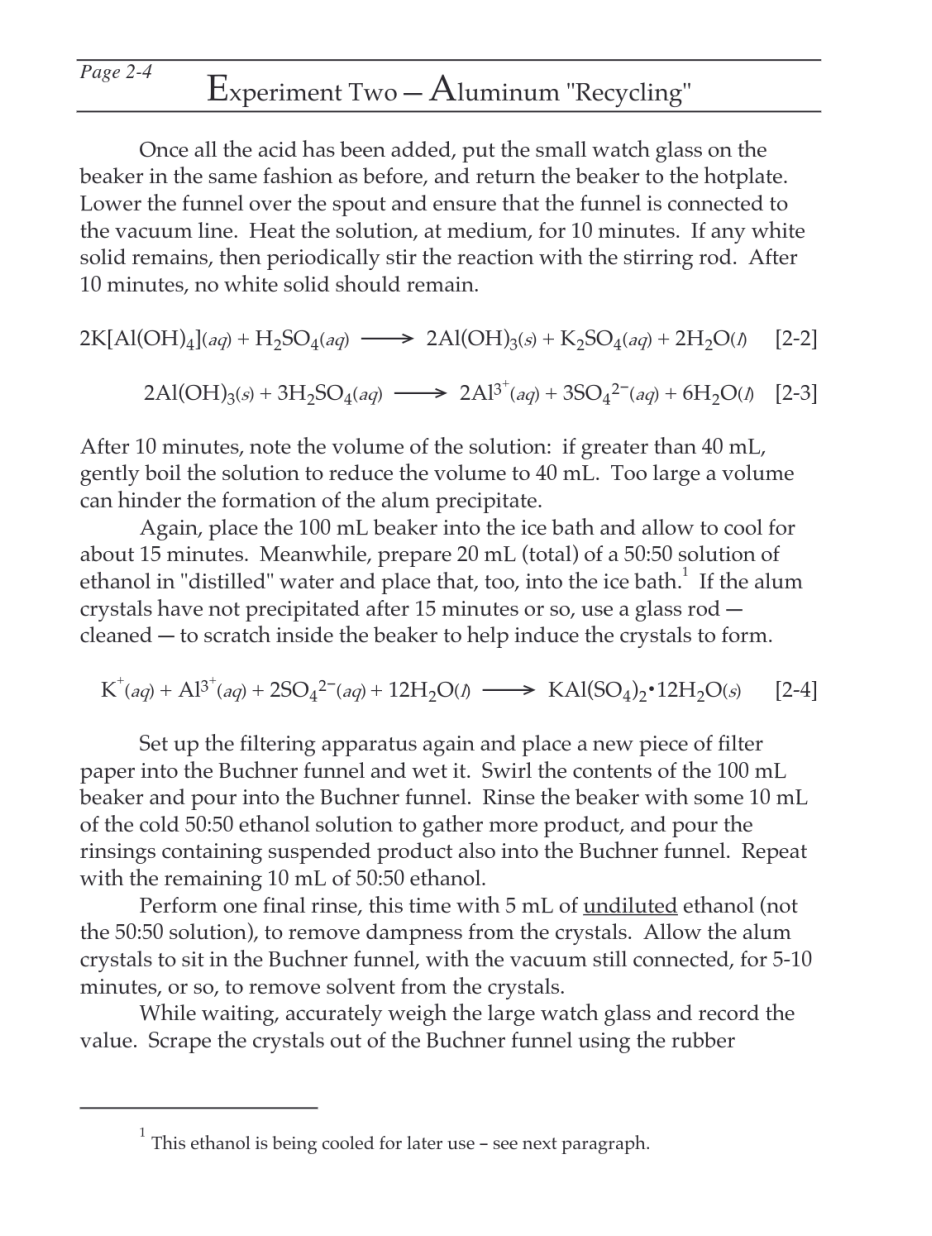 Solved Page 2-1 Experiment Two – Aluminum "Recycling" | Chegg.com