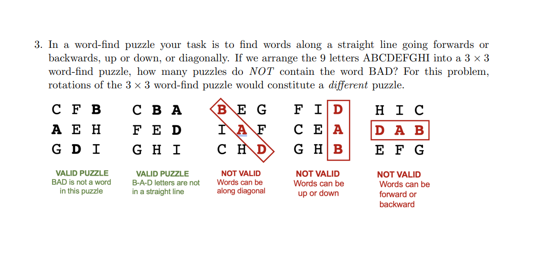 Solved 3. In a word-find puzzle your task is to find words | Chegg.com