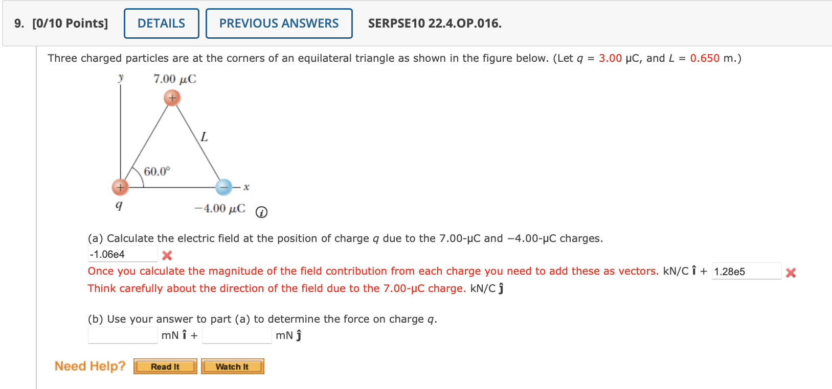 Solved Three charged particles are at the corners of an | Chegg.com