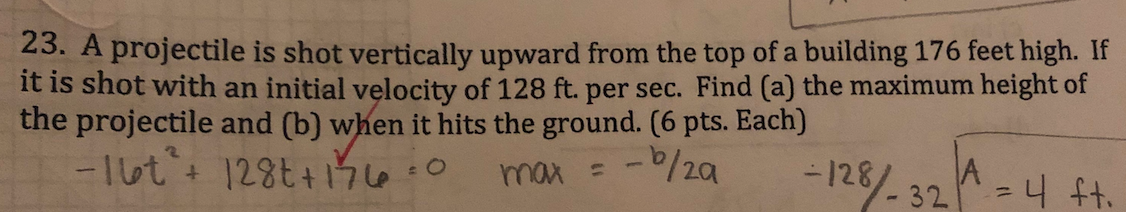 Solved 23. A projectile is shot vertically upward from the | Chegg.com