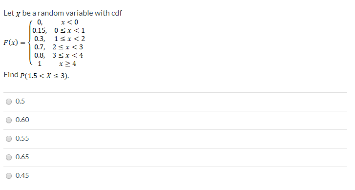 Solved Let y be a random variable with cdf 0x