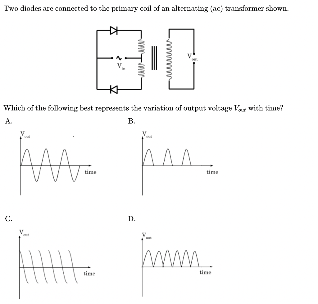 Solved Two diodes are connected to the primary coil of an | Chegg.com