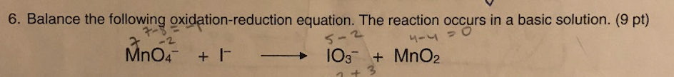 Solved Balance the following oxidation-reduction equation. | Chegg.com