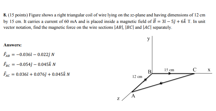 Solved 8. (15 points) Figure shows a right triangular coil | Chegg.com