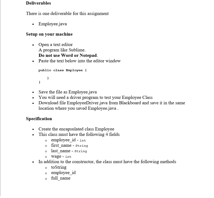 Solved Deliverables There is one deliverable for this | Chegg.com