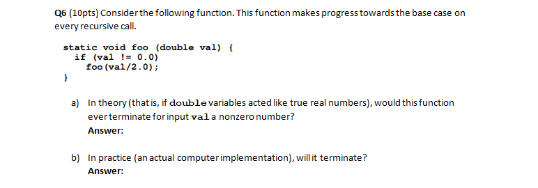 Solved Q6 (10pts) Consider the following function. This | Chegg.com