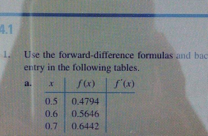 Solved 1.Use the forward-difference formulas and bac entry | Chegg.com