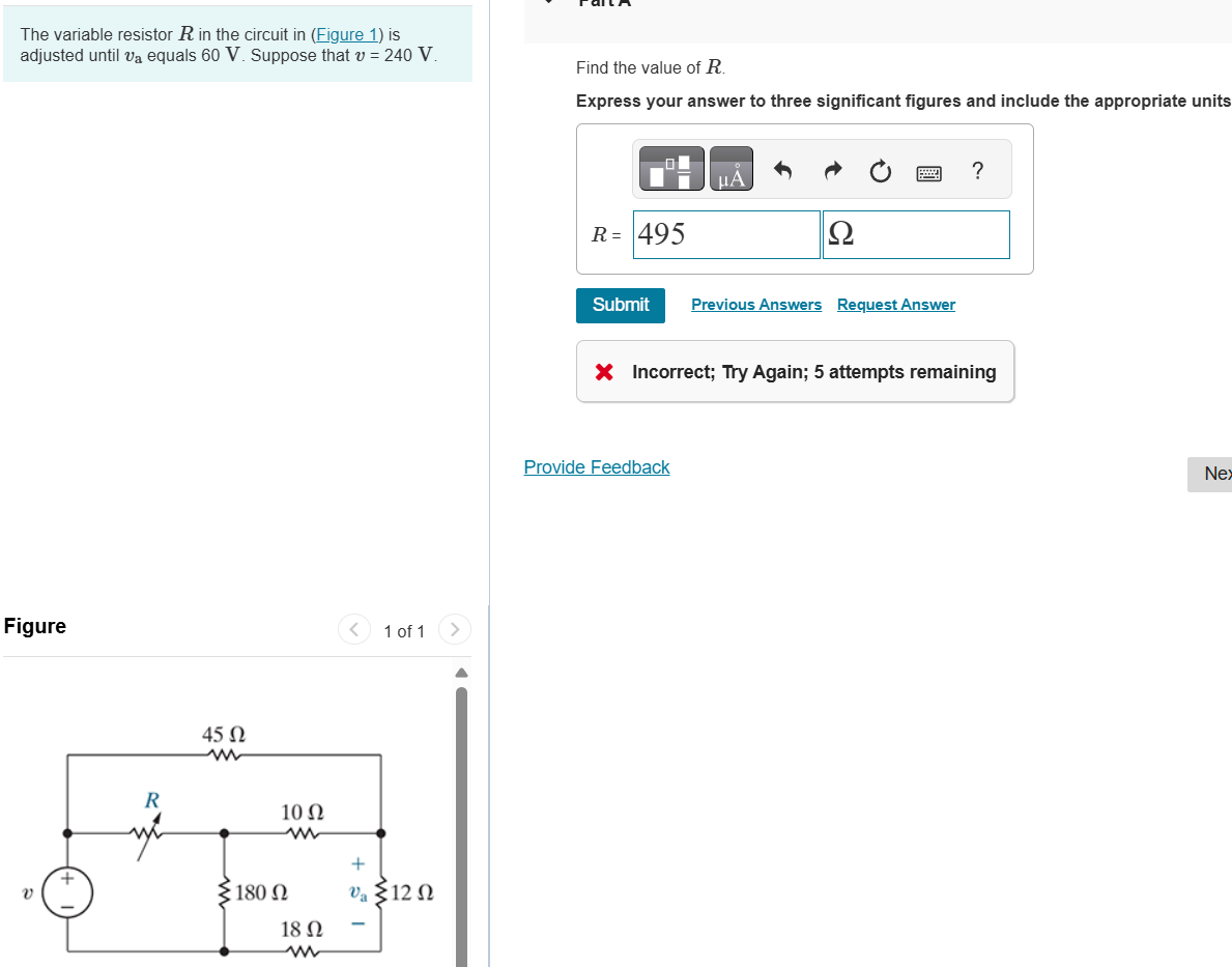 Solved The variable resistor R ﻿in the circuit in (Figure 1) | Chegg.com