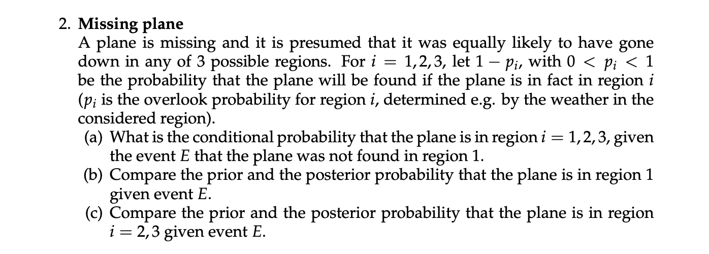 Missing plane A plane is missing and it is presumed | Chegg.com