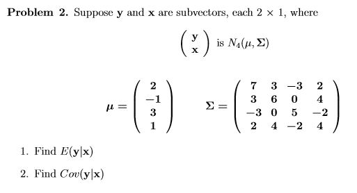 Solved Problem 2. Suppose y and x are subvectors, each 2 x | Chegg.com