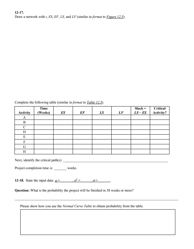 Draw a network with , ES, EF, LS, and LF (similar in | Chegg.com