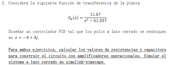 Solved Consider the following plant transfer functionDesign | Chegg.com