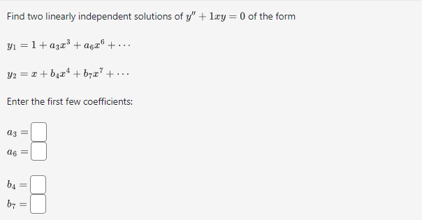 Solved Find two linearly independent solutions of y′′+1xy=0 | Chegg.com