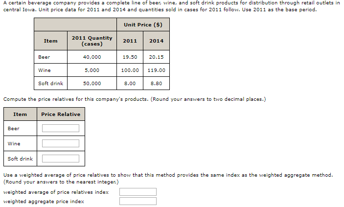 Solved A certain beverage company provides a complete line | Chegg.com