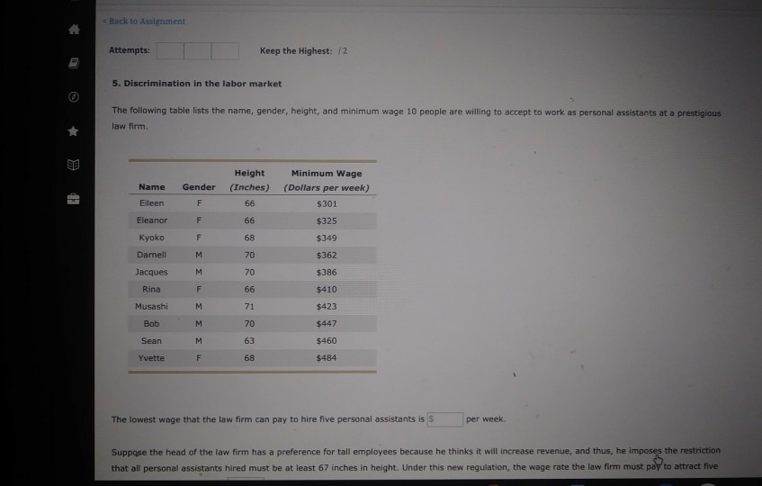 Solved - Back to Assignment Attempts: Keep the Highest: 12 | Chegg.com