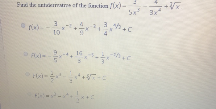 Solved + Find the antiderivative of the function f(x 5x3 3x | Chegg.com