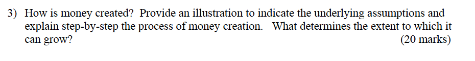 Solved 3) How is money created? Provide an illustration to | Chegg.com