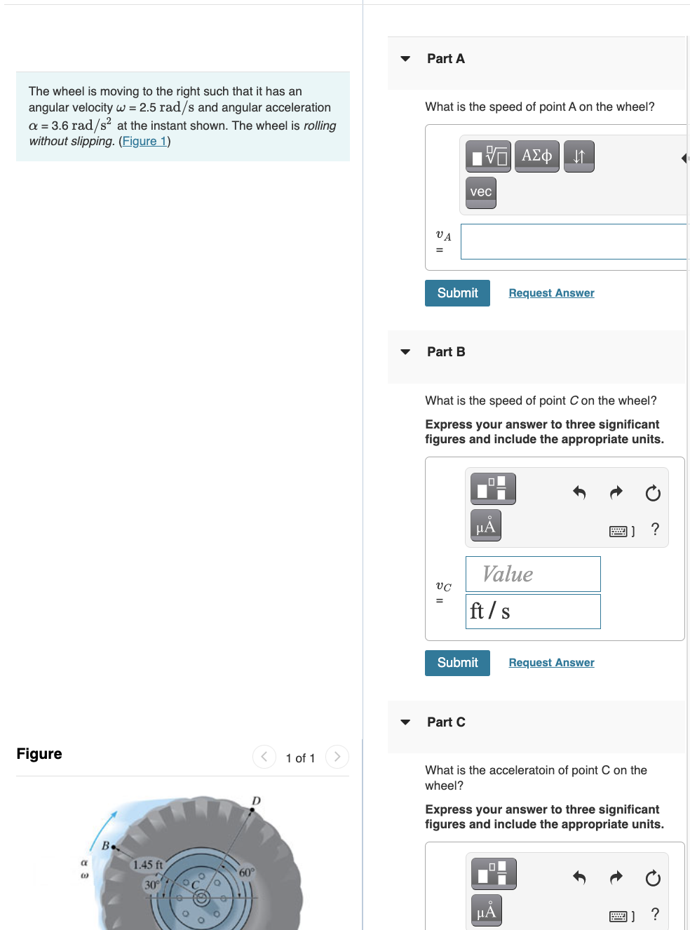 Solved Part A What is the speed of point A on the wheel? The | Chegg.com