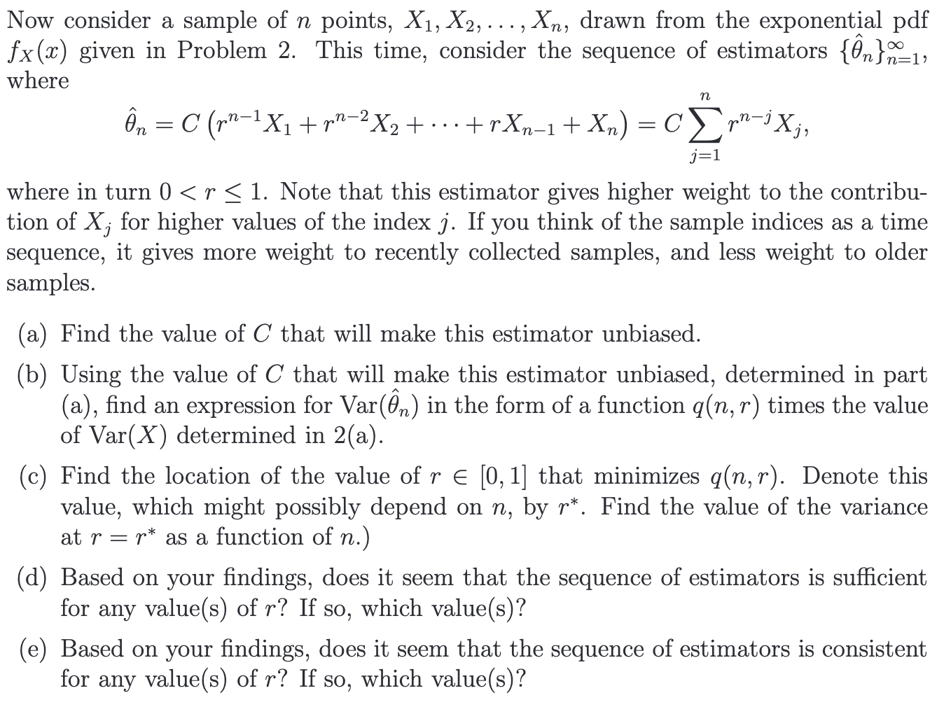 Solved Now consider a sample of n points, X1,X2,…,Xn, drawn | Chegg.com