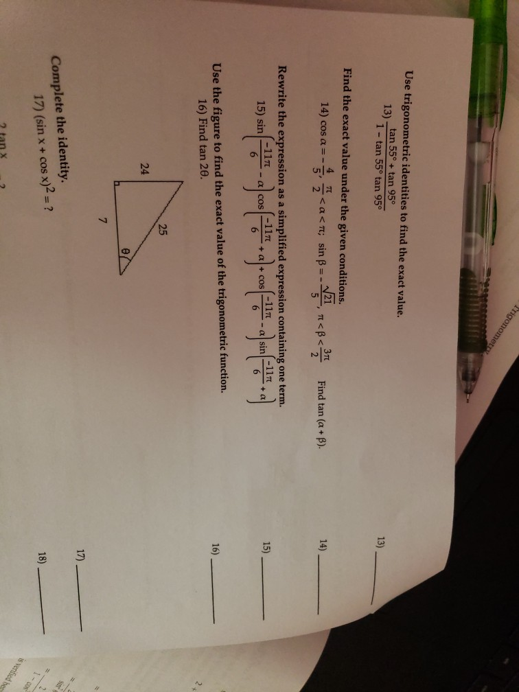 Solved Use trigonometric identities to find the exact value | Chegg.com