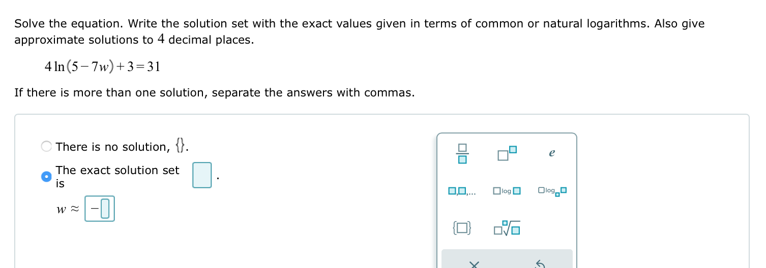 Solved Solve the equation. Write the solution set with the | Chegg.com