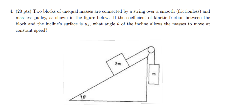 Solved 4. (20 ﻿pts) ﻿Two blocks of unequal masses are | Chegg.com
