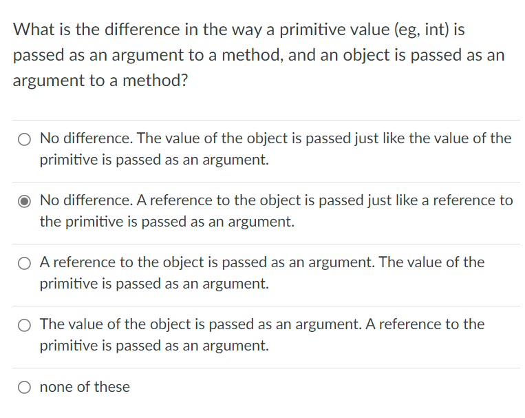 Solved What is the difference in the way a primitive value | Chegg.com