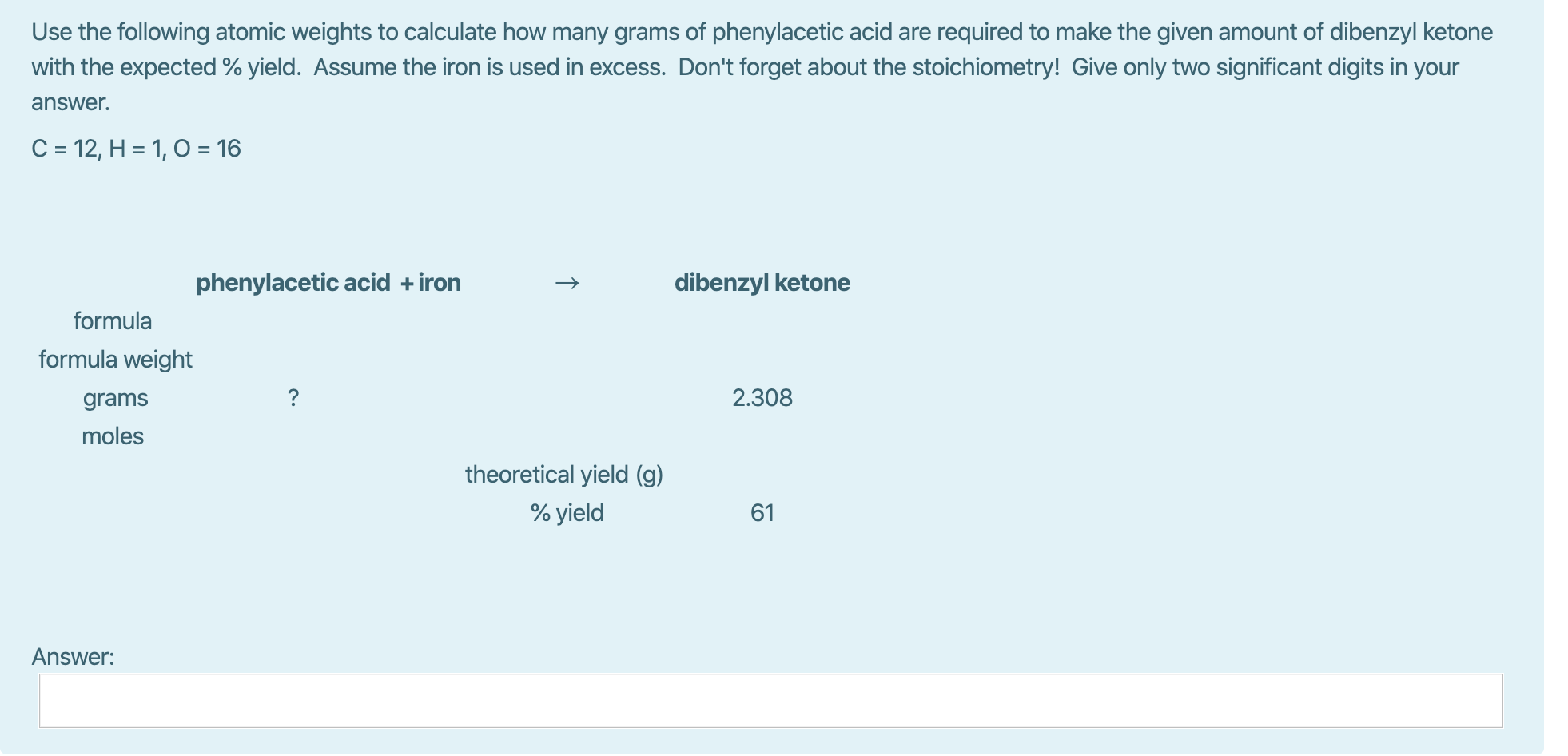 Solved Use the following atomic weights to calculate how | Chegg.com