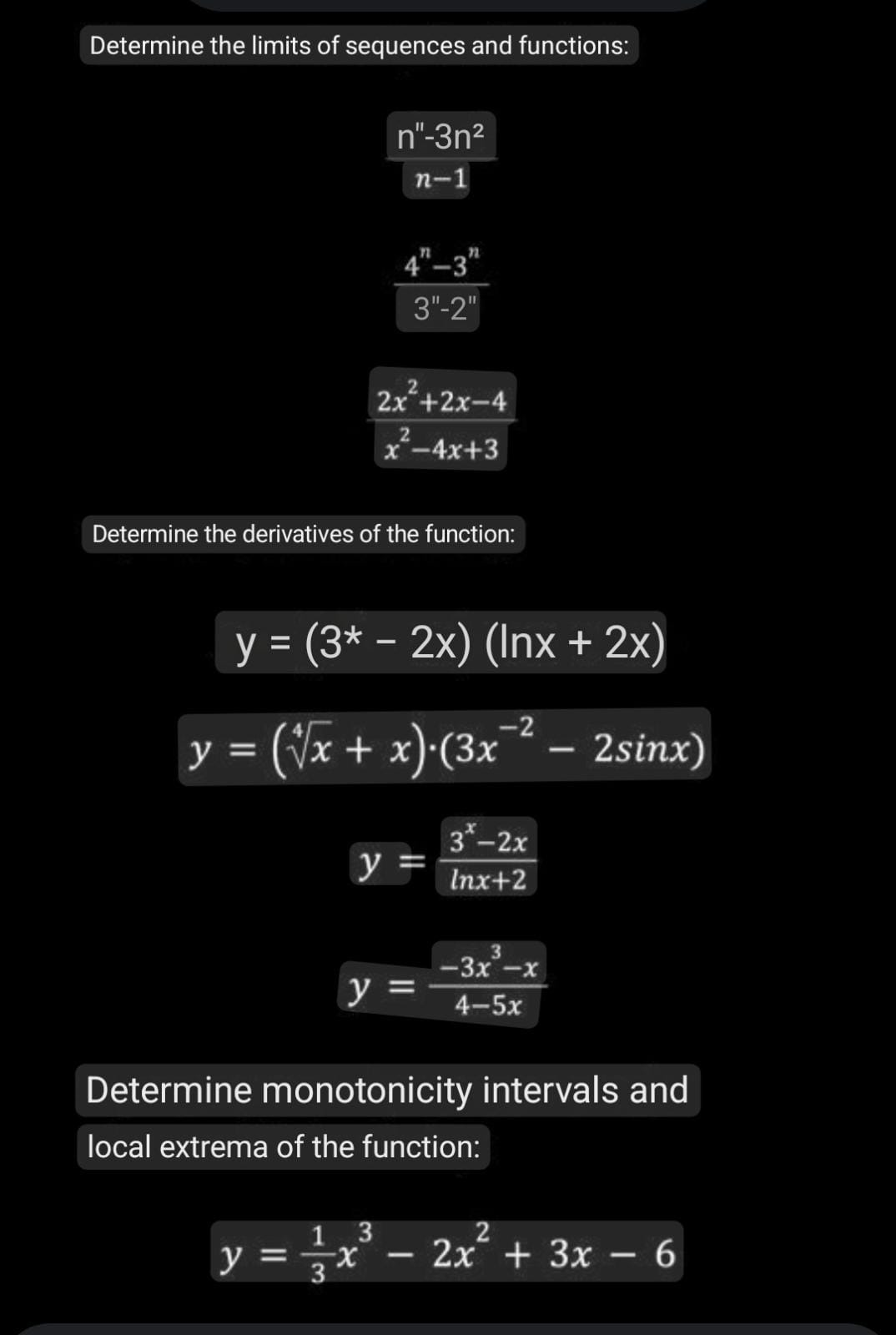 Solved Determine the derivatives of the function: | Chegg.com