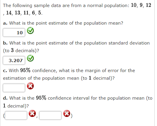 Solved The following sample data are from a normal | Chegg.com