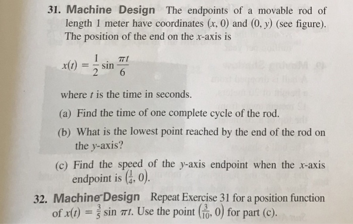 Solved 31. Machine Design The endpoints of a movable rod of | Chegg.com