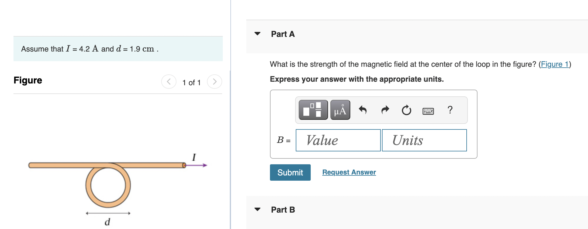 Solved Assume that I=4.2 A and d=1.9 cm. What is the | Chegg.com