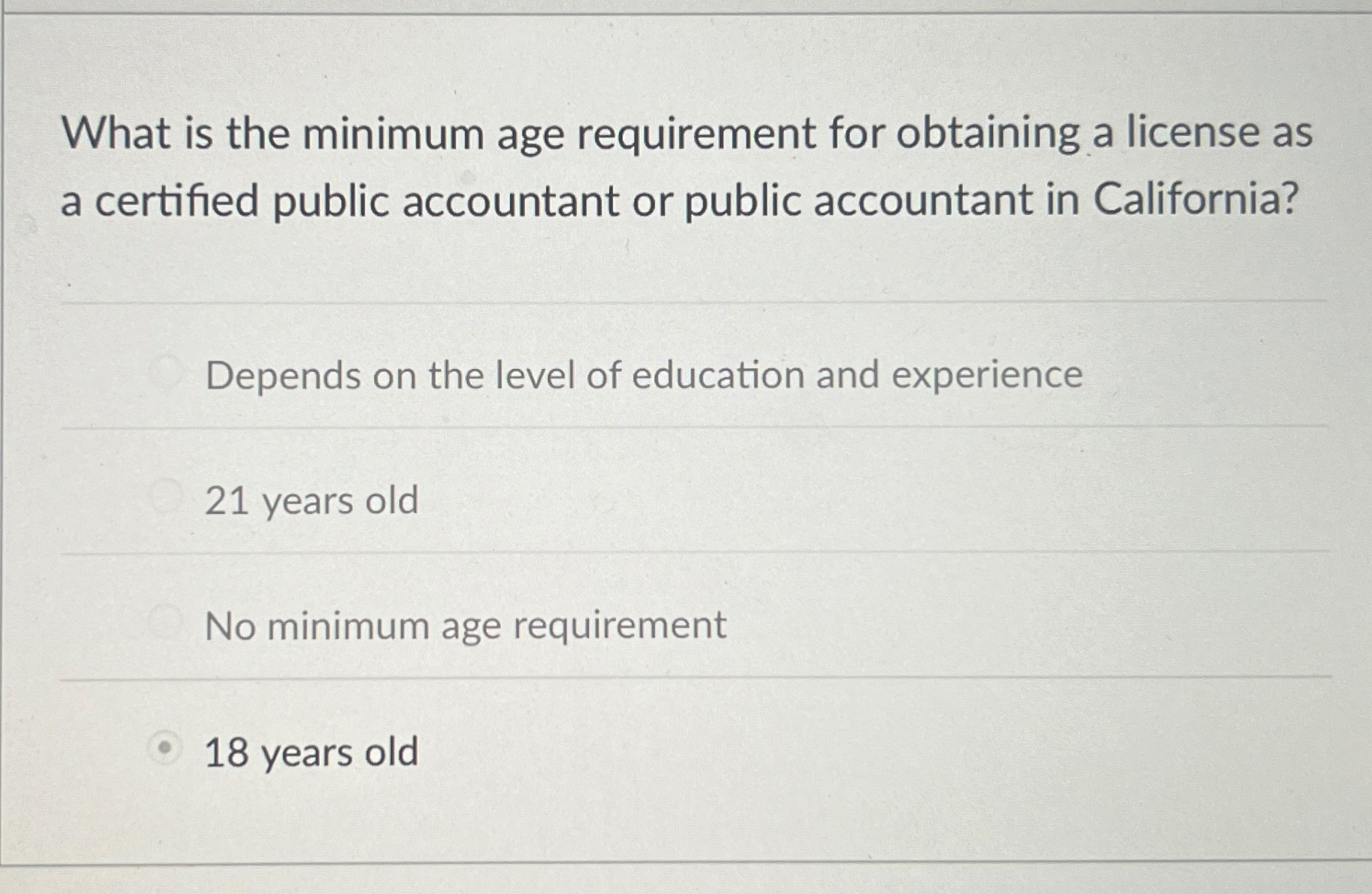Solved What is the minimum age requirement for obtaining a | Chegg.com