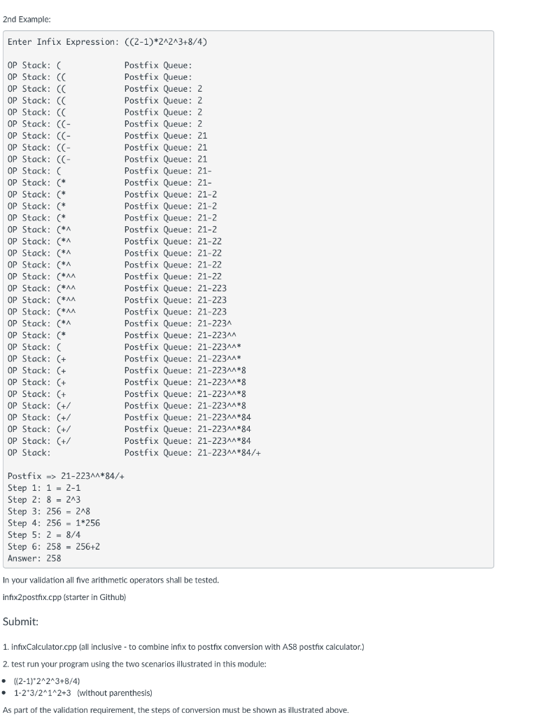 Infix Calculator (c++) In this exercise, we are to | Chegg.com