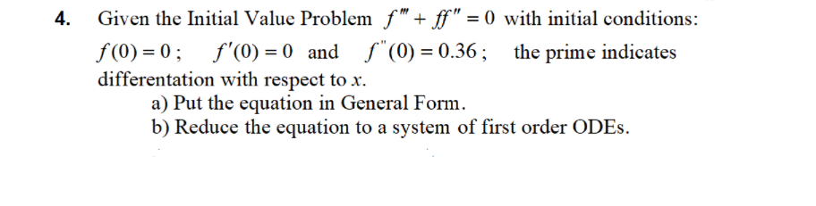 Solved Given the Initial Value Problem f′′′+ff′′=0 with | Chegg.com