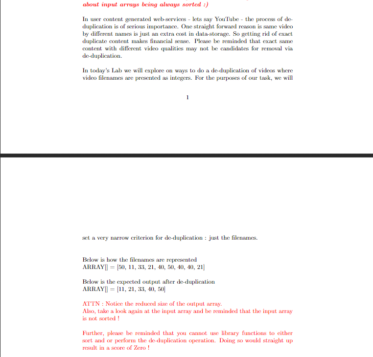 Solved about input arrays being always sorted :) In user | Chegg.com