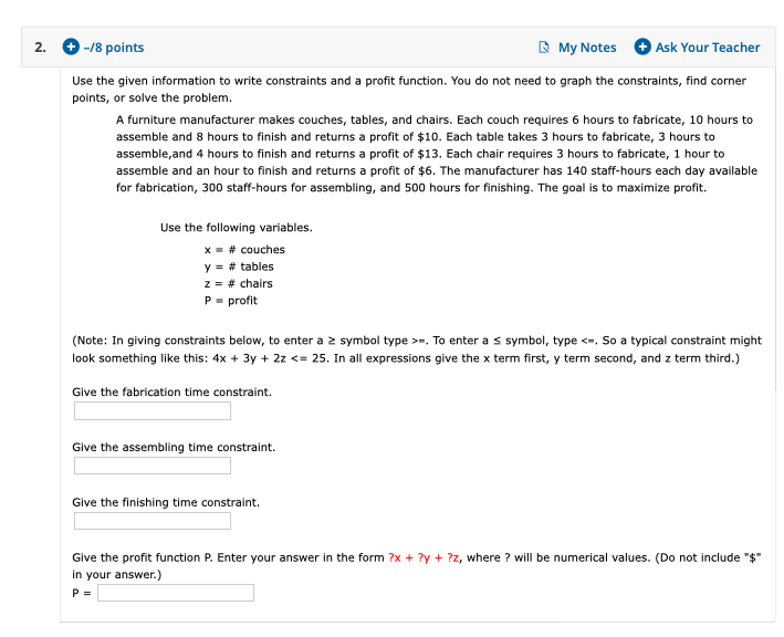 Solved My Notes + Ask Your Teacher 2. -18 points Use the | Chegg.com