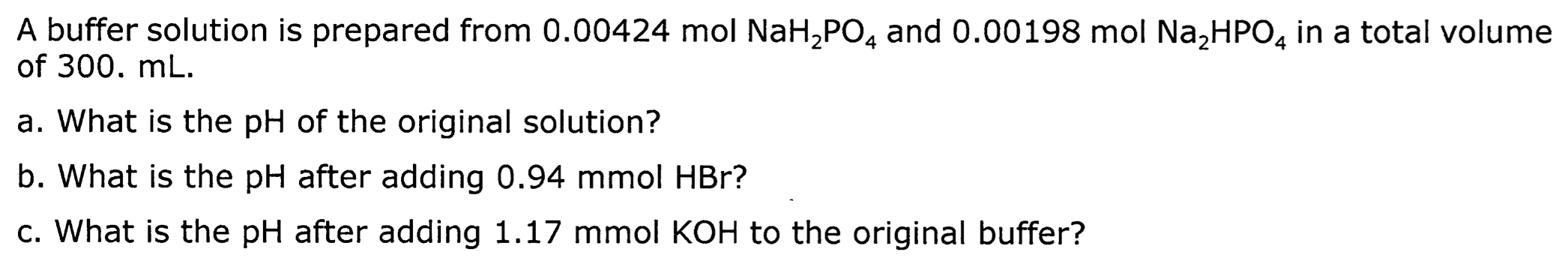 Solved A buffer solution is prepared from 0.0240 molCH3CO2H | Chegg.com