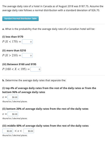 Solved The average daily rate of a hotel in Canada as of | Chegg.com