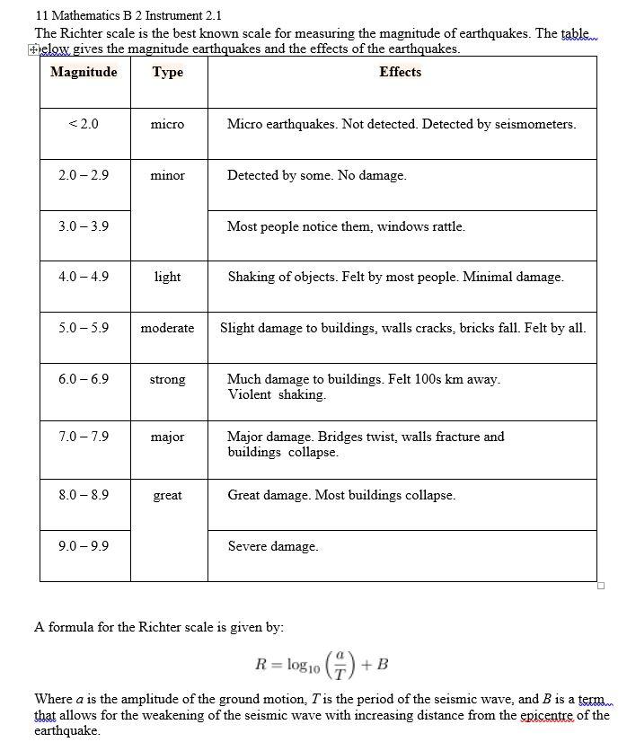 Part A: Richter scale The Richter magnitude scale | Chegg.com