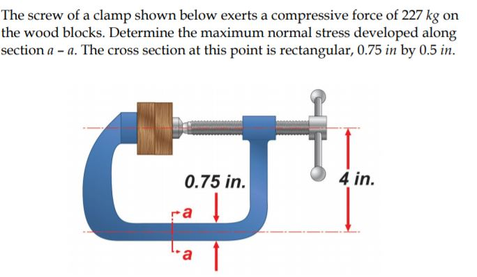 Solved The screw of a clamp shown below exerts a compressive | Chegg.com