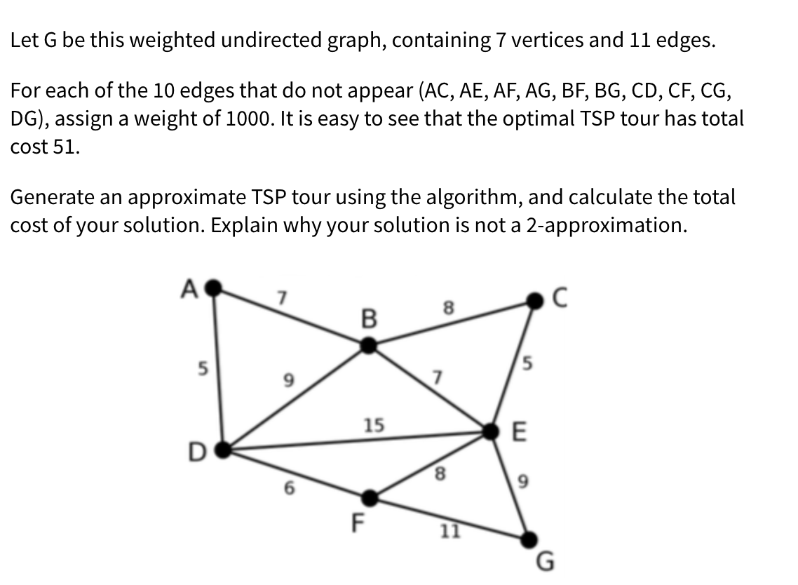 Solved Let G be this weighted undirected graph, containing 7 | Chegg.com