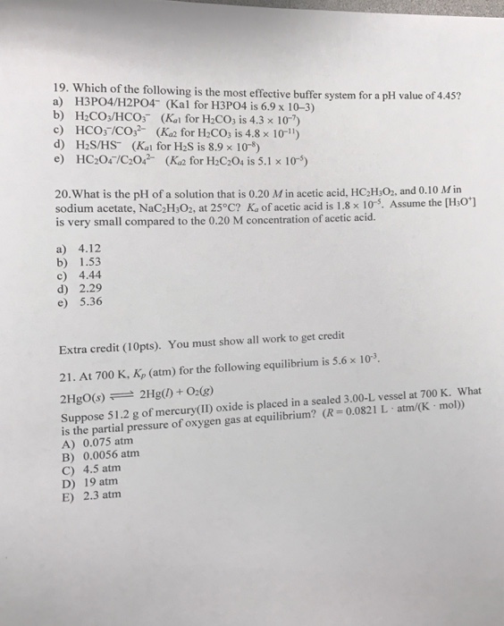 Solved Which of the following is the most effective buffer | Chegg.com