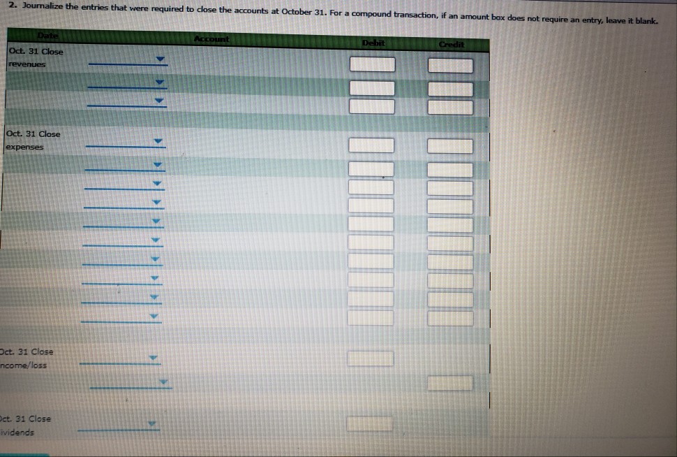 Solved The Coan Group For the Vear Ended October 31, 2018 | Chegg.com