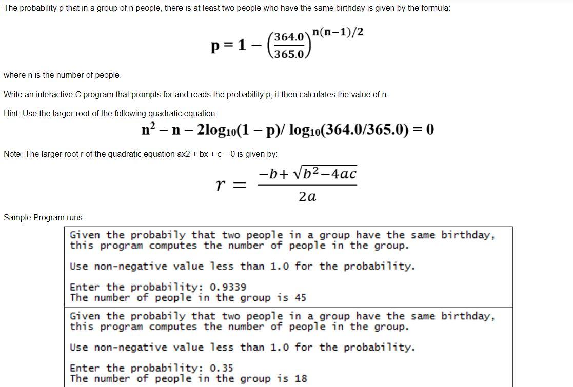Solved Write an interactive C program that prompts for and | Chegg.com